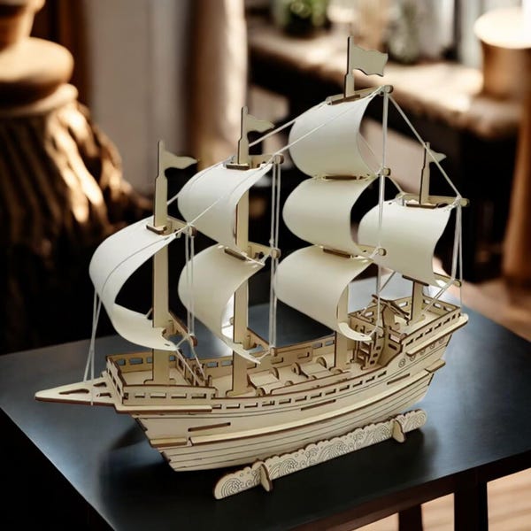 3d Wooden Boat Puzzle - Etsy