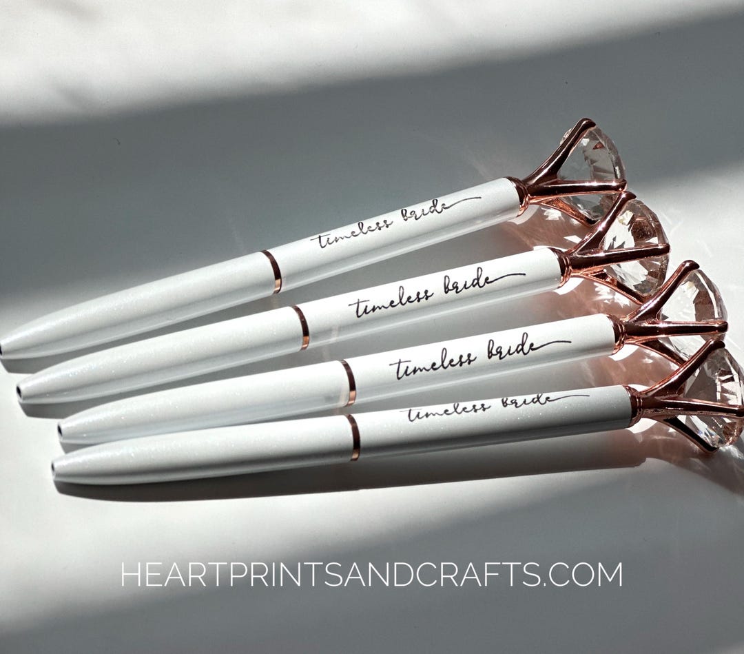 Personalized White & Rose Gold Diamond Pens – Custom Laser Engraving - Etsy