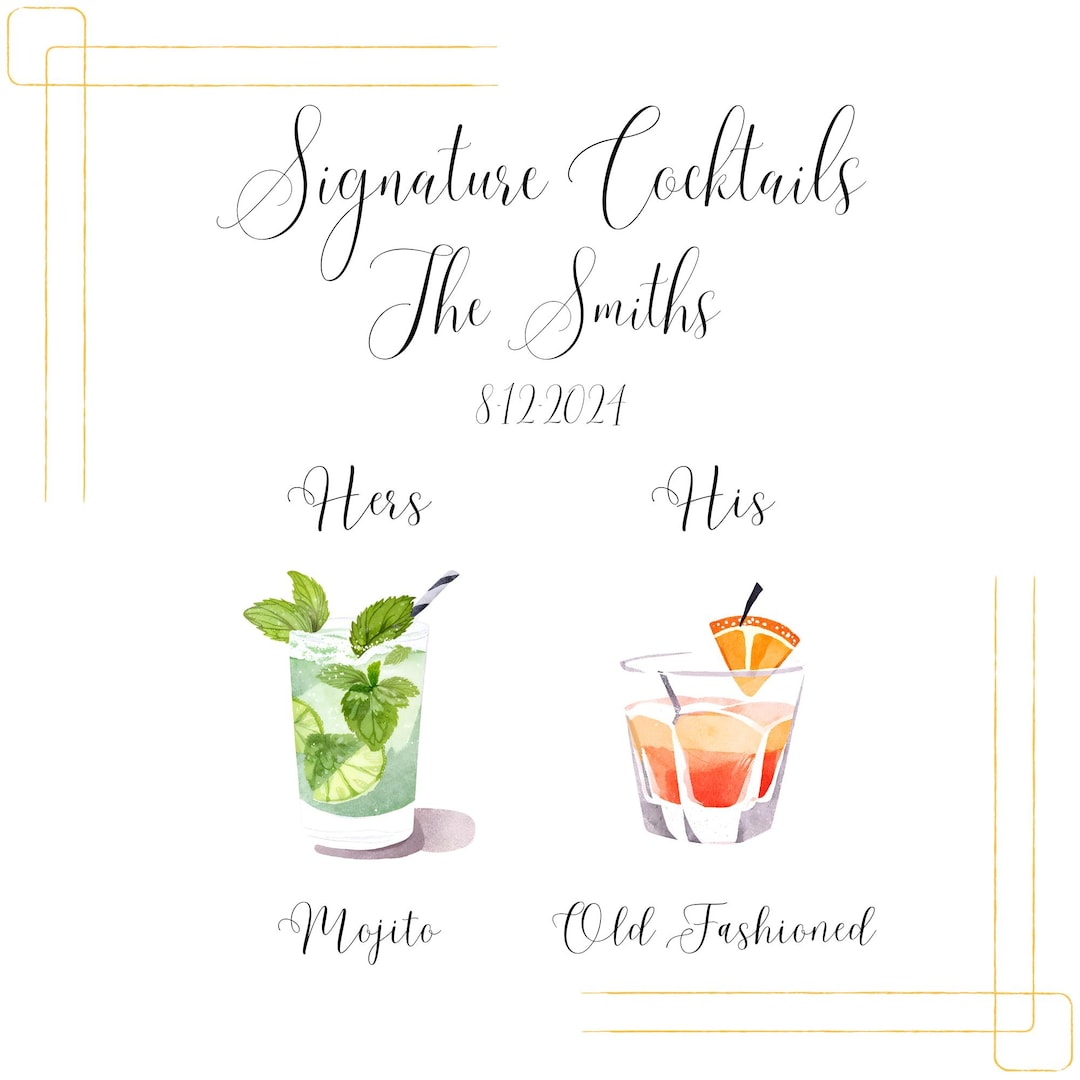 Customizable Signature Cocktail Template | Personalized Drink Menu ...