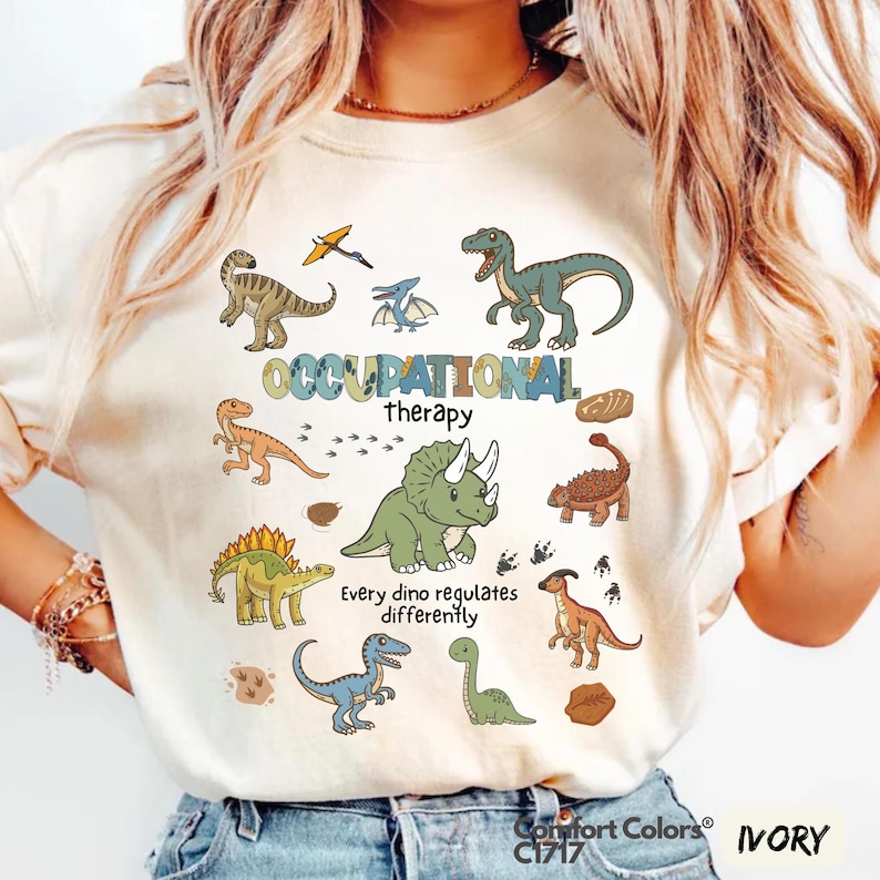 Retro Dinosaur Occupational Therapy Comfort Colors T-shirt: OT OTA ...