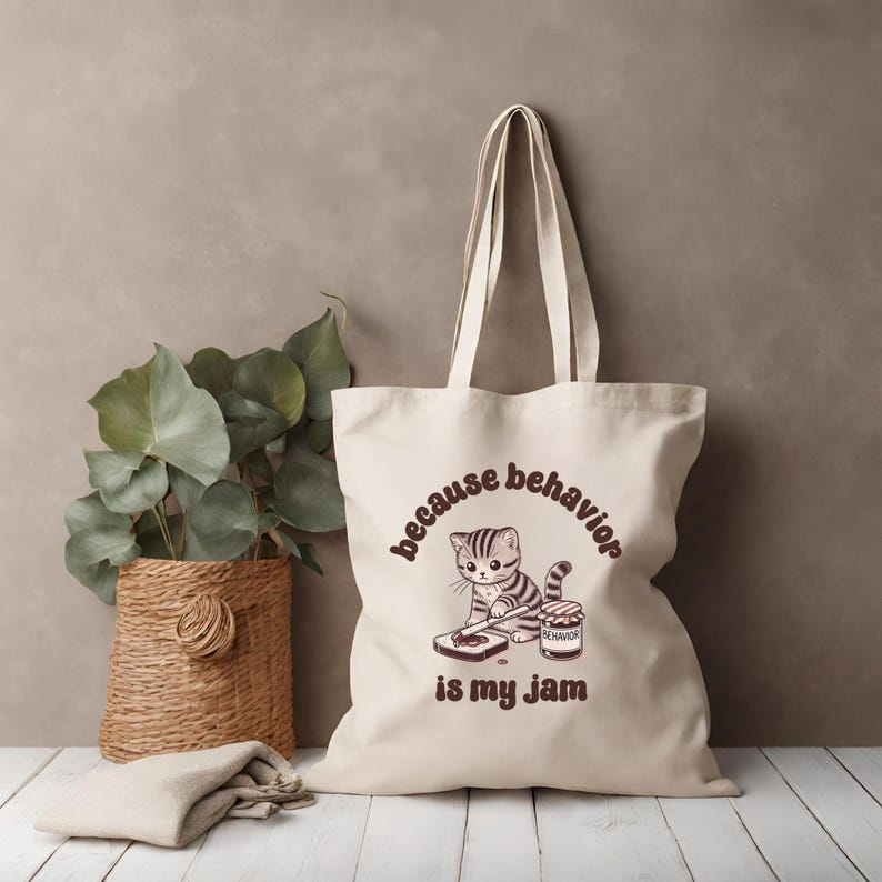 Funny Behavior Analyst is My Jam Cat Tote Bag: Cat Lovers, ABA Therapy ...