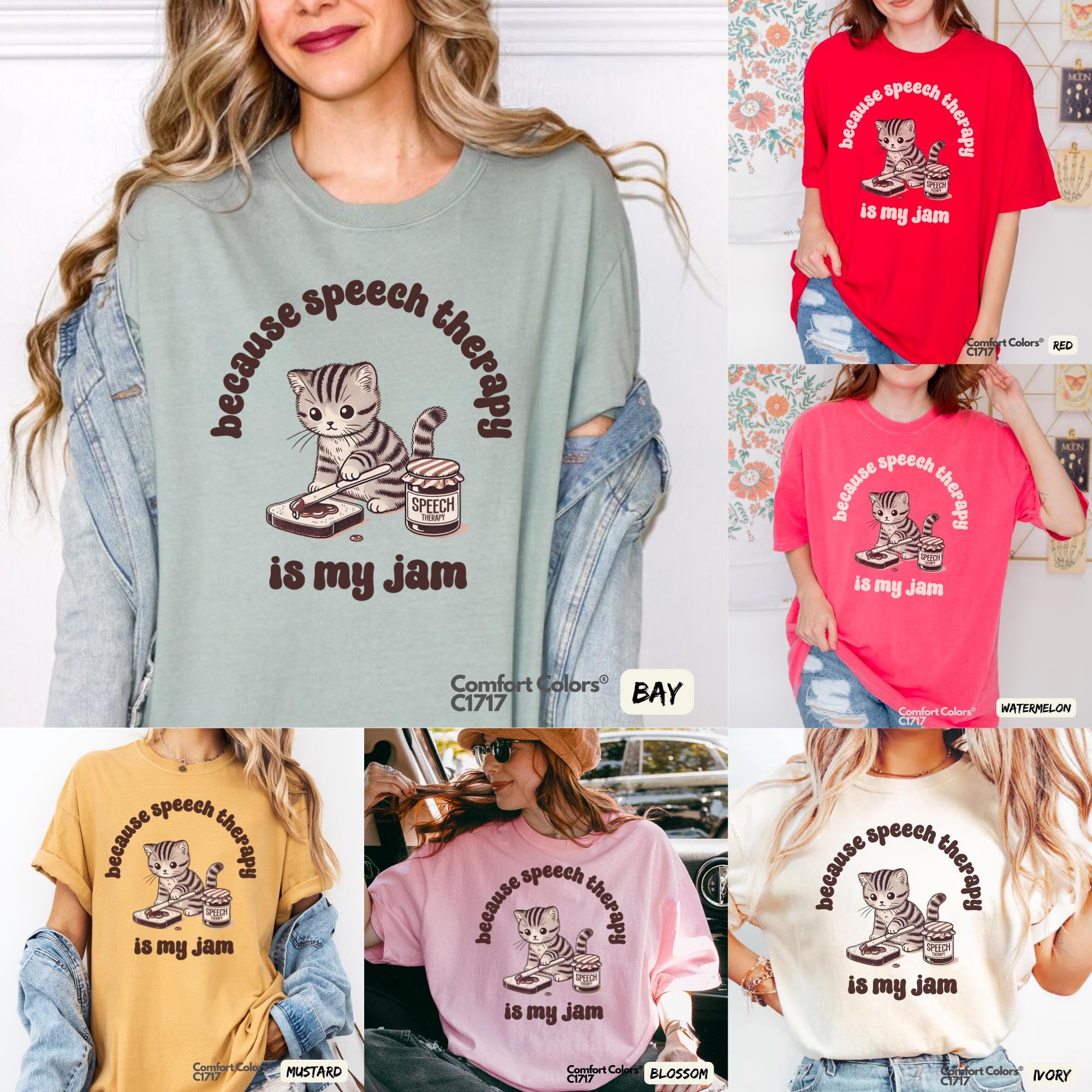 Funny Cat Speech Therapy is My Jam T-shirt: Comfort Colors, SLP, SPED ...