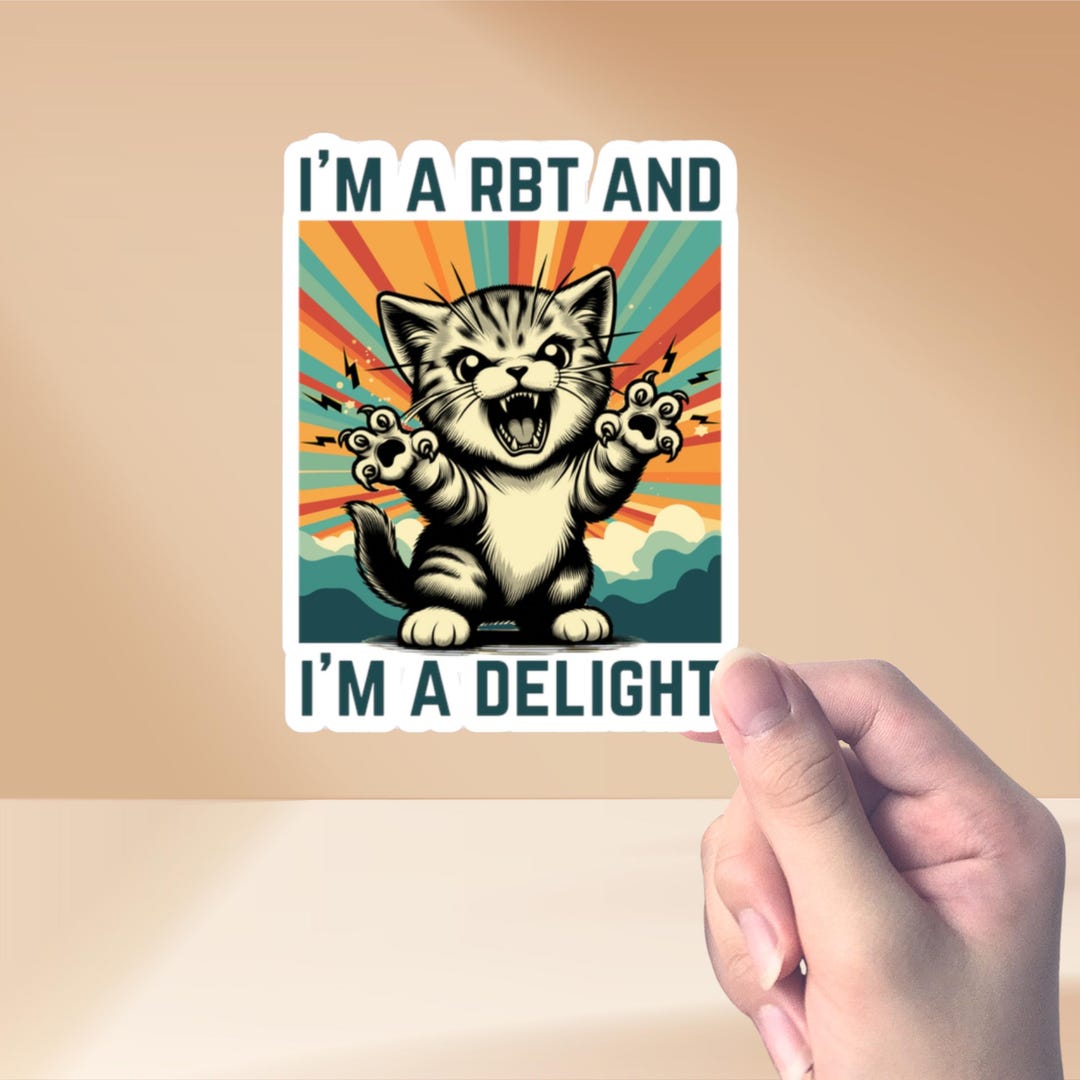 Funny Cat RBT Sticker, I'm a Delight' Retro Cat Lover, for Registered ...