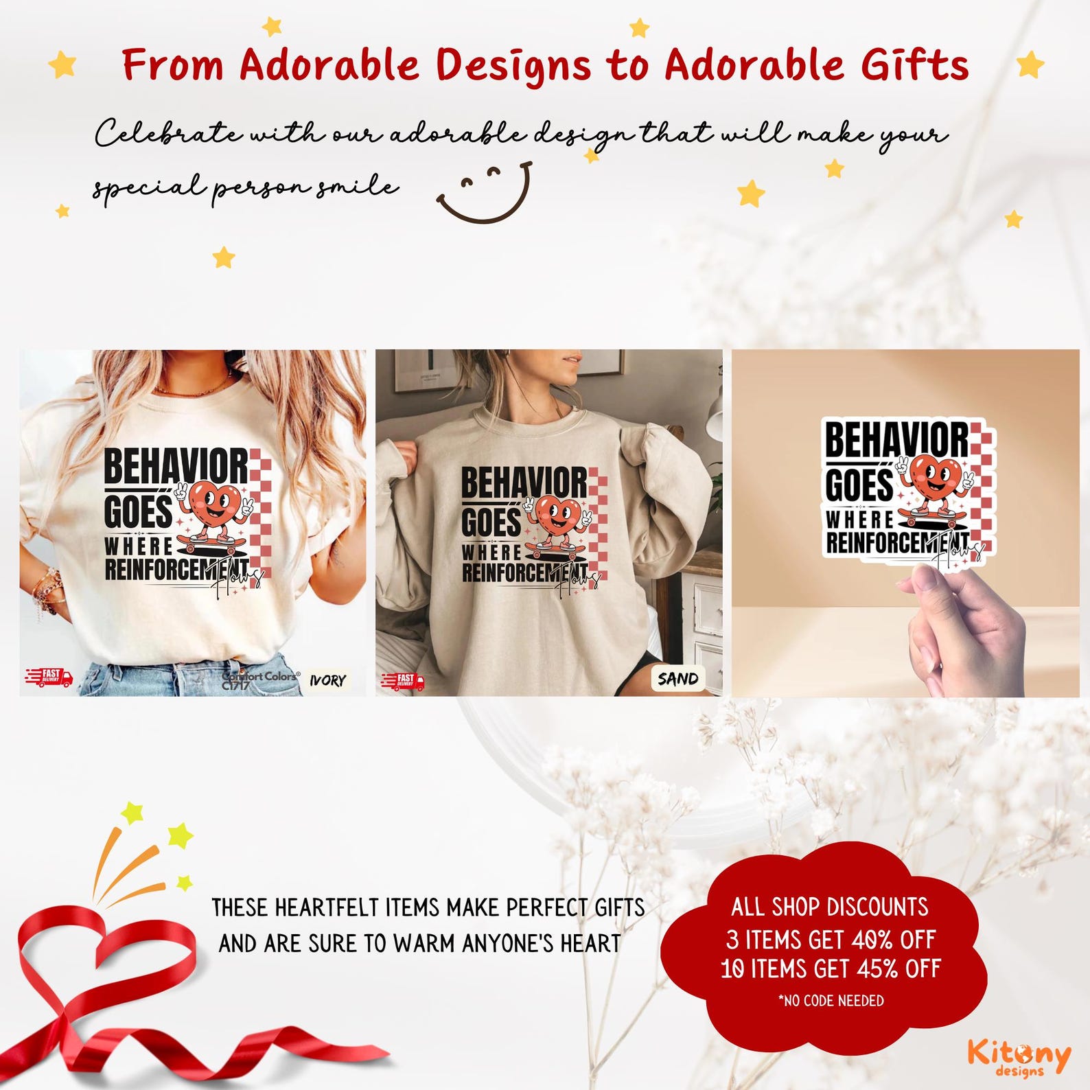 Valentine Heart Behavior Goes Where Reinforcement Flows Sticker: ABA ...