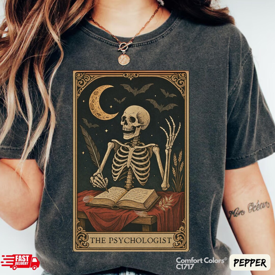 Psychologist Skeleton Tarot Card Comfort Colors T-shirt: Halloween ...