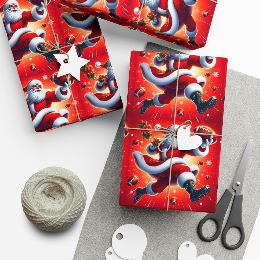 NFL Santa Wrapping Paper, NFL Christmas Design, Christmas Wrapping ...
