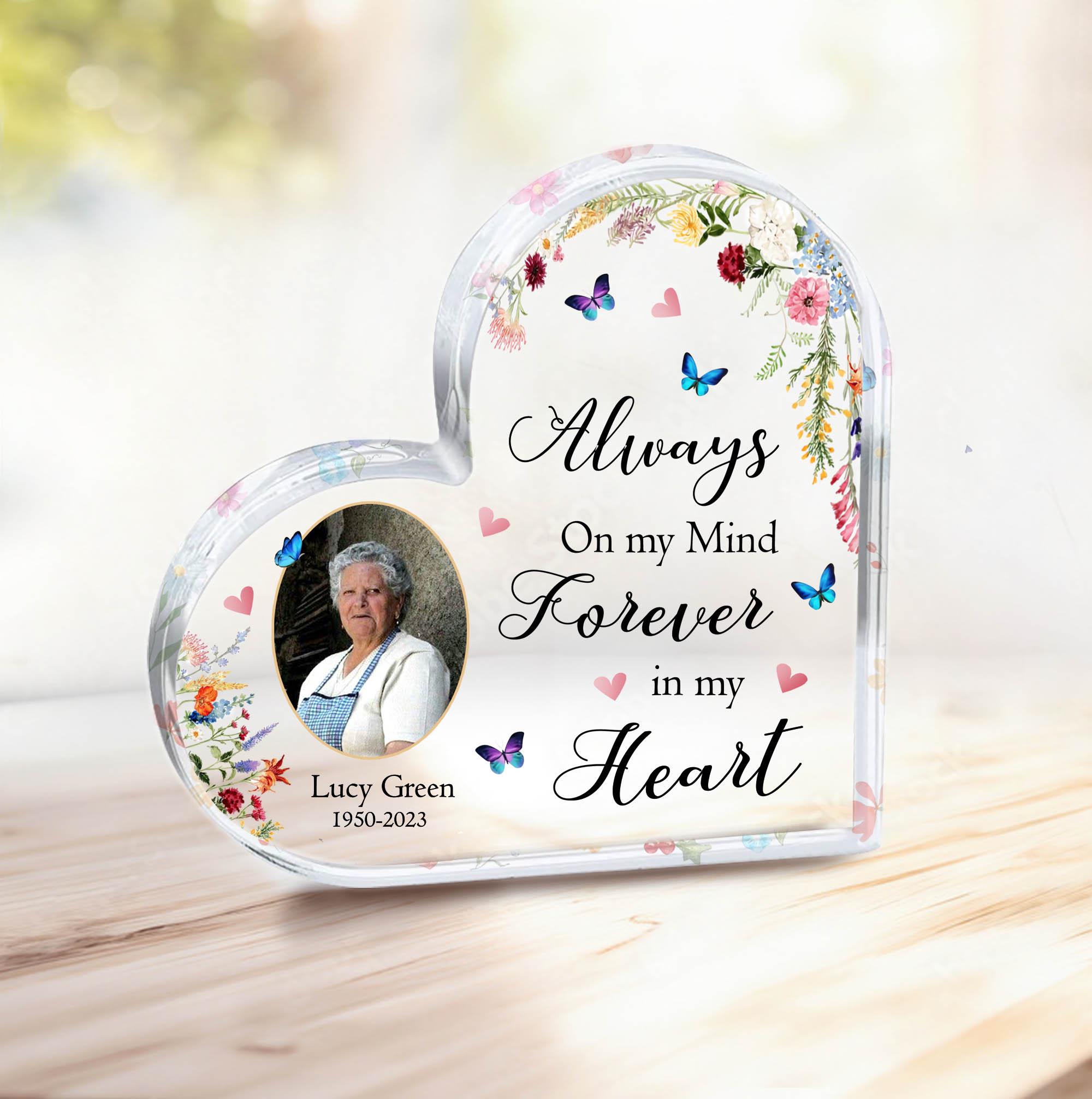 Personalized Photo Memorial Heart Acrylic Plaque, in Loving Memory ...