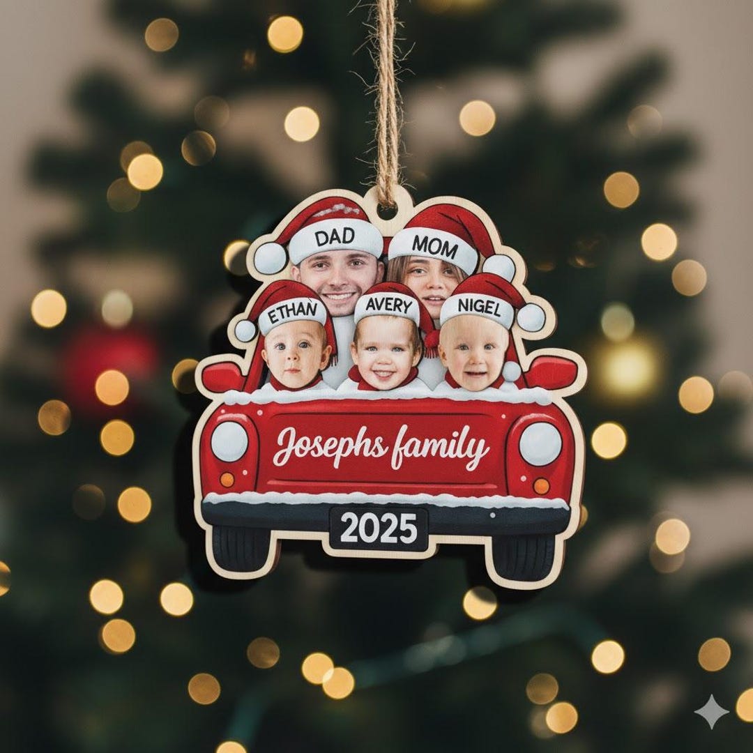 Personalized Family Car Christmas Ornament, Custom Photo Family ...