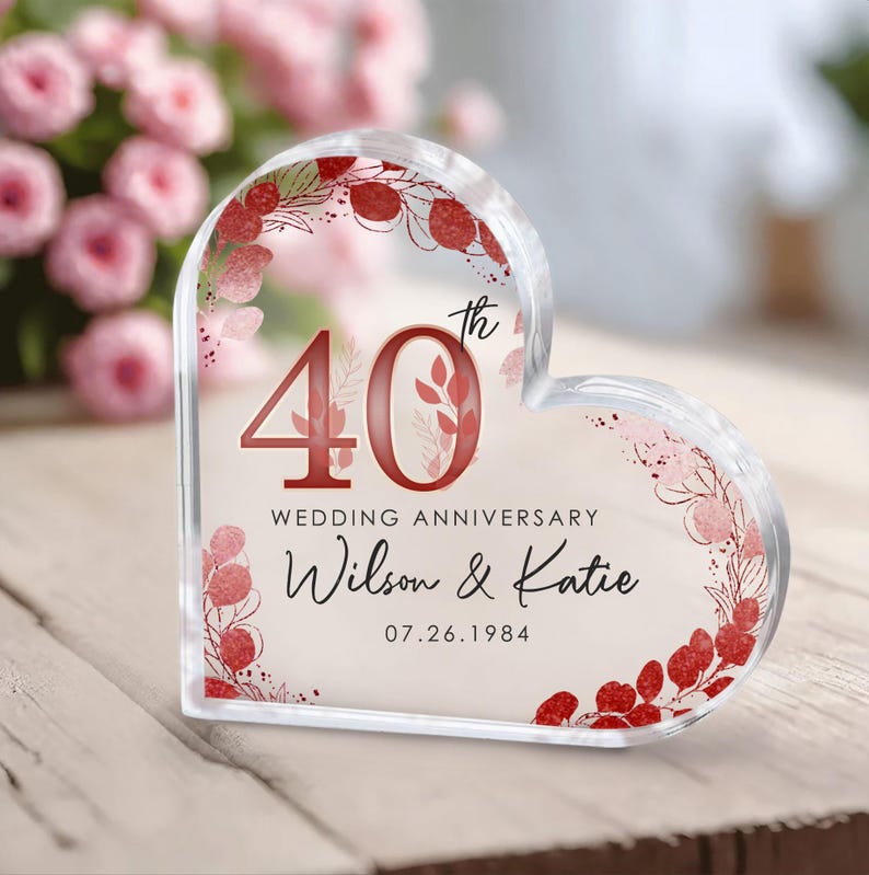 Personalized 40th Wedding Anniversary Gift, Ruby Anniversary Keepsake ...
