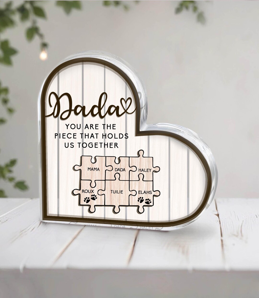 Personalized Dad Puzzle Heart Plaque, You Are the Piece That Holds Us ...