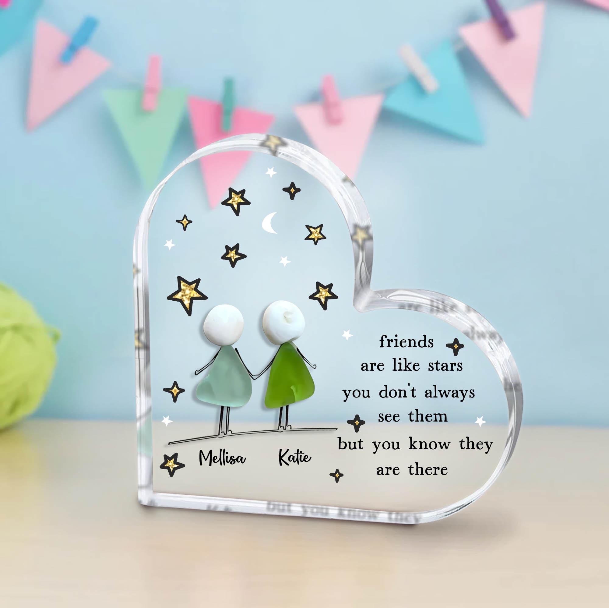 Heart Acrylic Friendship Keepsake With Sea Glass Art, Friends Like ...