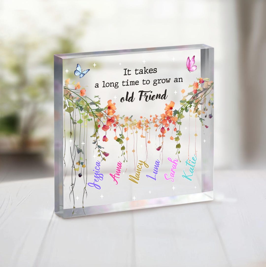 Personalized Best Friend Flower Acrylic Plaque, Best Friend Gift ...