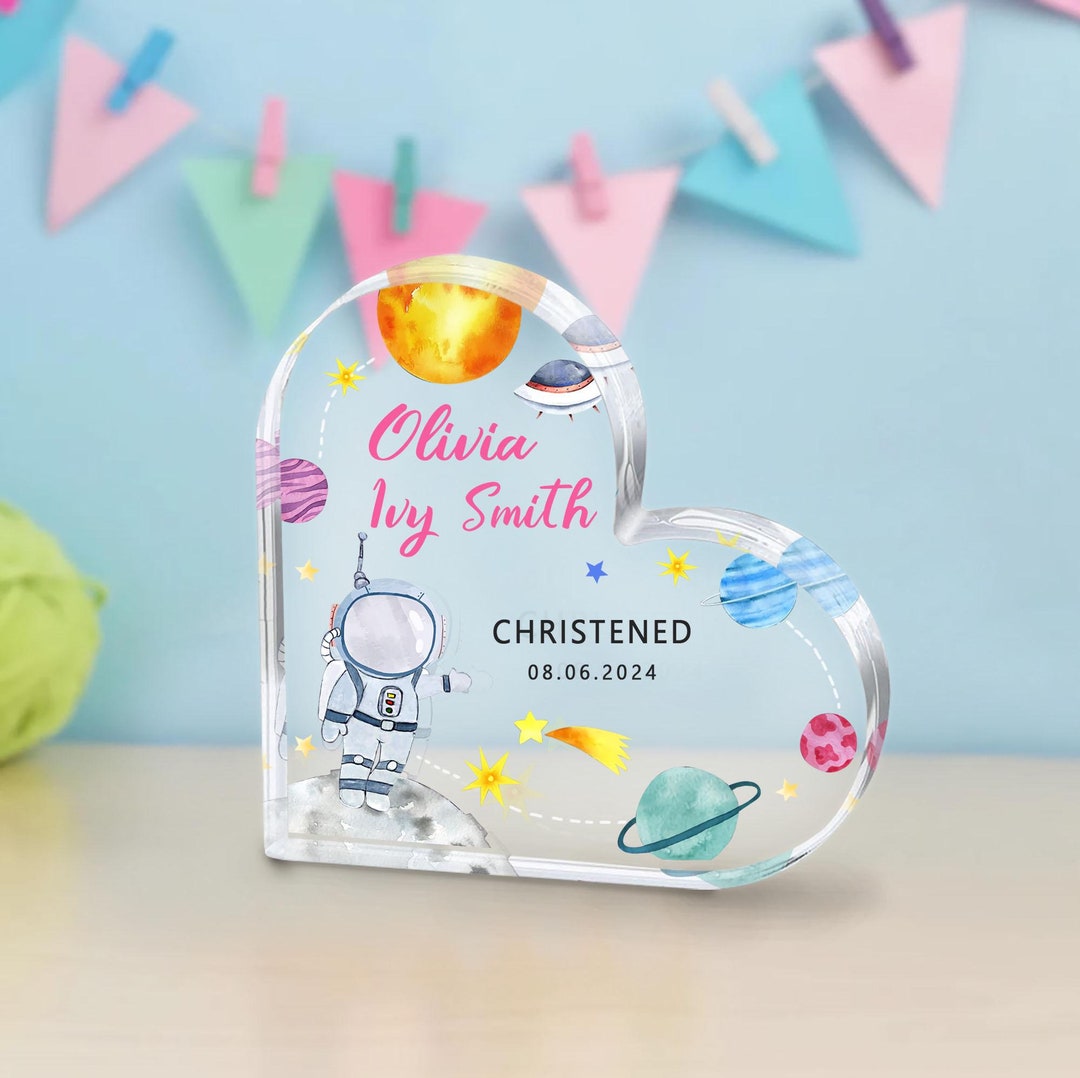 Baptism Gift Boy, Personalized Christening Gift, Space Astronaut Themed ...