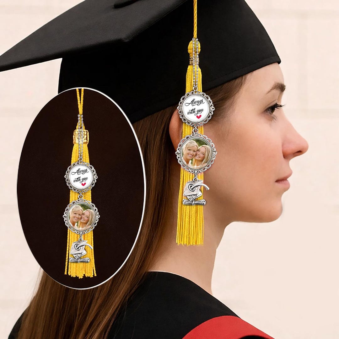 Custom Graduation Tassel Photo Charm, Personalized Keepsake, Wing ...