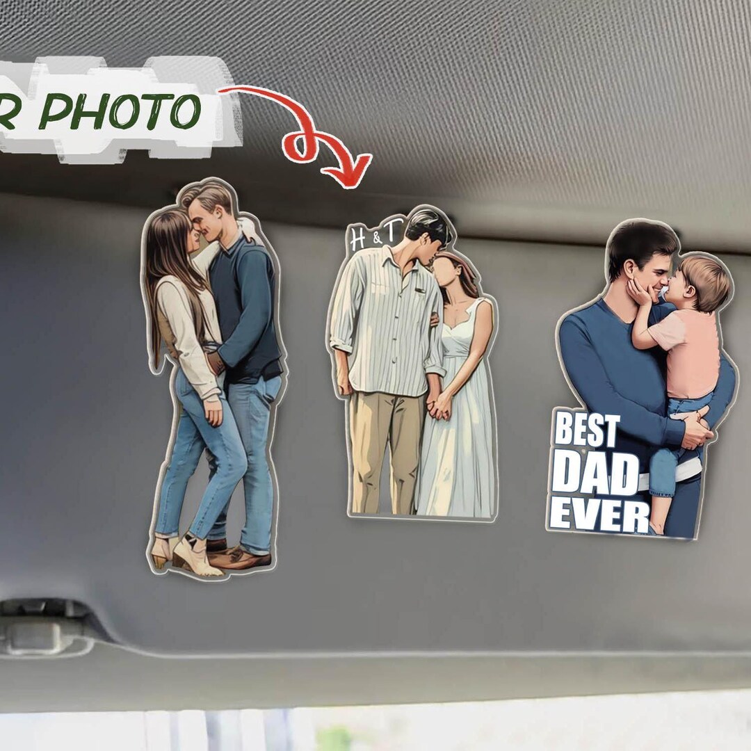 Personalized Photo Car Visor Clip, Custom and Painted Portrait Gift for ...