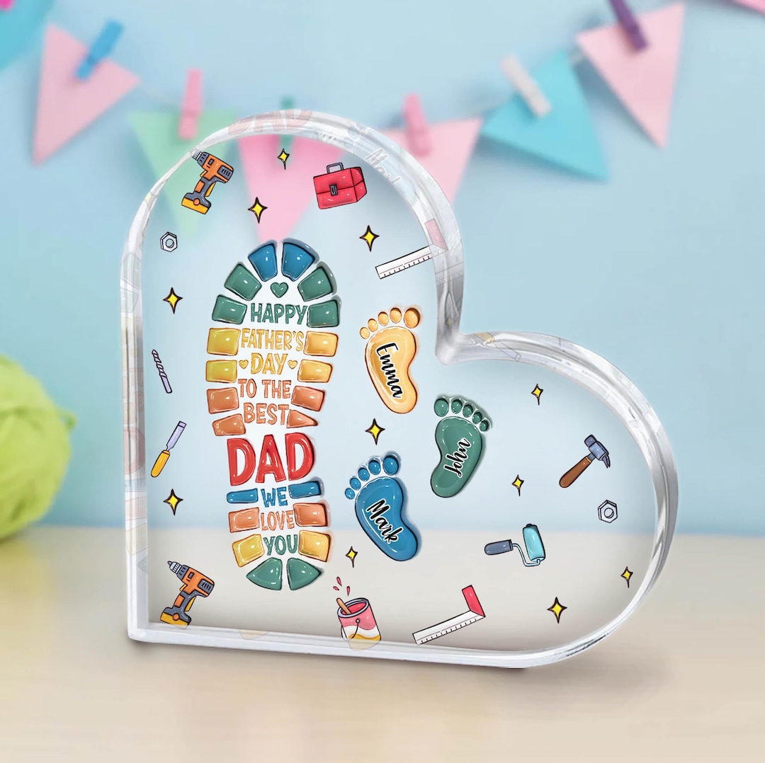 Personalized Dad and Kids Footprints Names Keepsake, to the Best Dad We ...