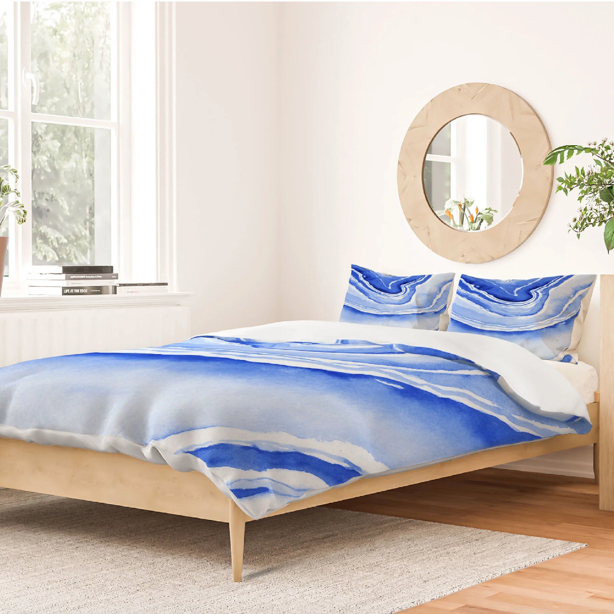 Duvet Cover Shams Modern Blue Bedding - Etsy