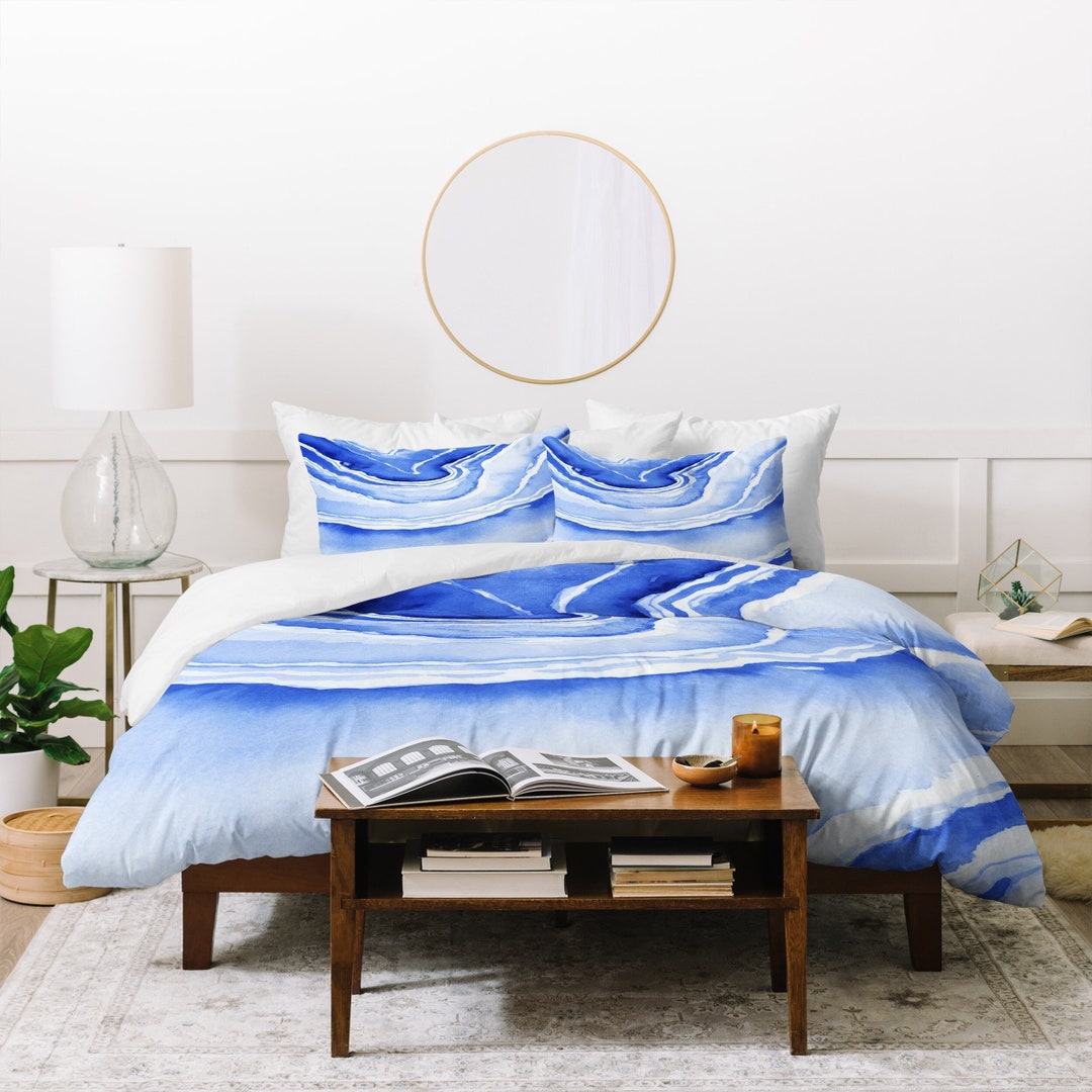 Duvet Cover Shams Modern Blue Bedding - Etsy