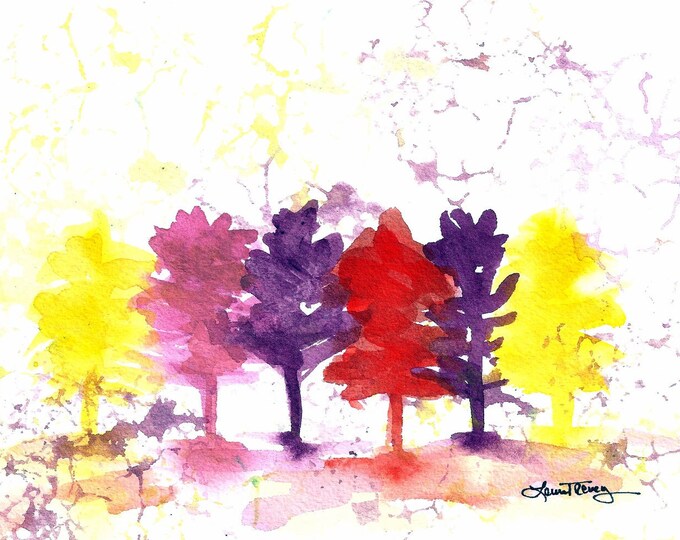 Colorful Trees - Abstract Watercolor - Etsy