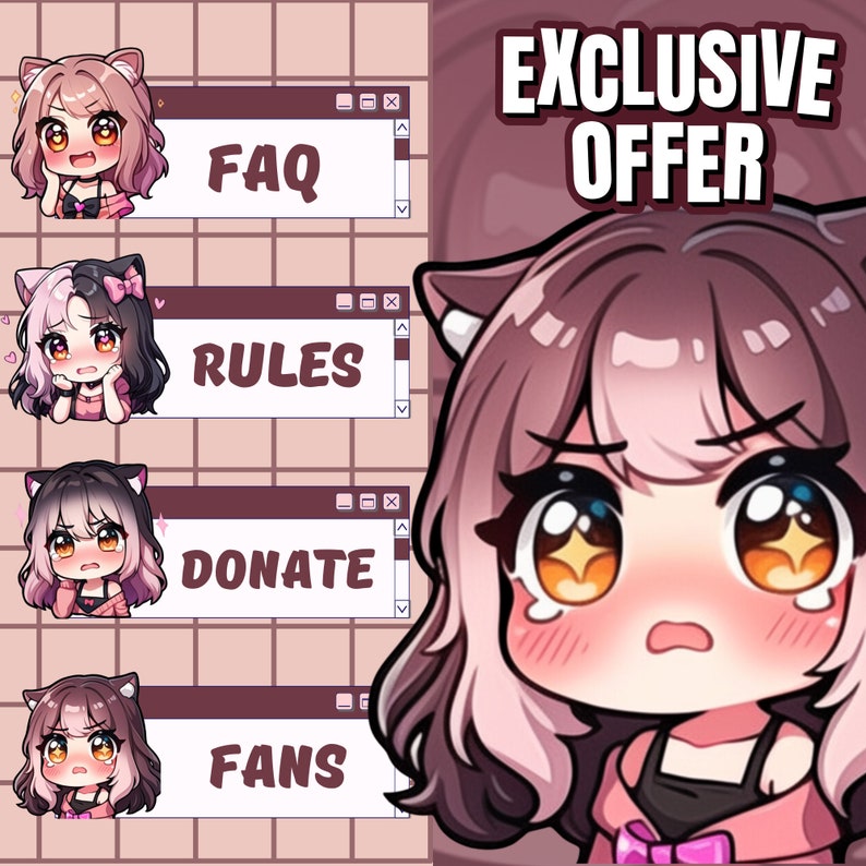 Custom Chibi Twitch Panels: Anime, Pet, Vtuber Stream Design - Etsy