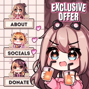 Custom Chibi Twitch Panels: Anime, Pet, Vtuber Stream Design - Etsy