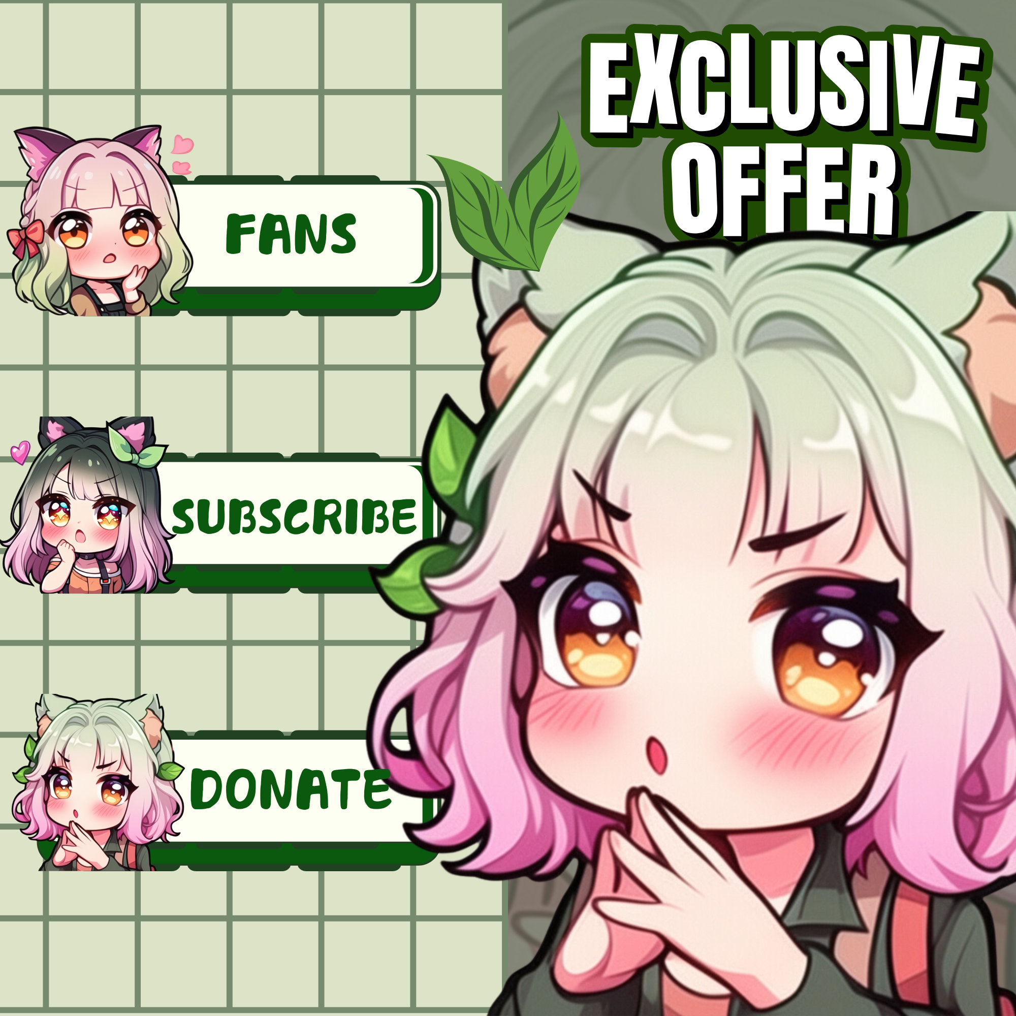 Custom Chibi Twitch Panels: Vtuber, Anime, Pet Stream Design - Etsy