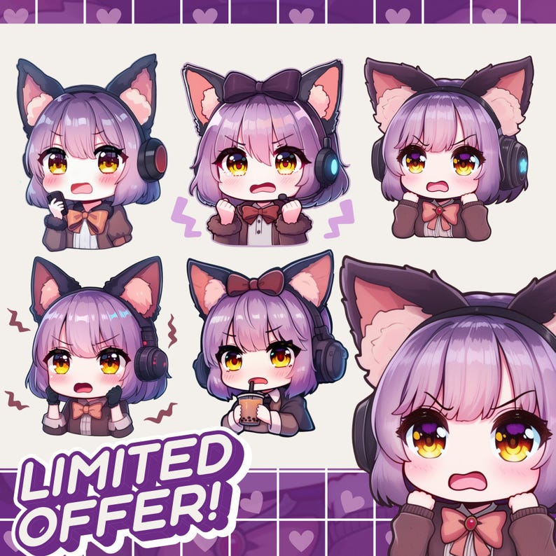 Custom Chibi Twitch Emotes: Animated Vtuber Sub Emotes - Etsy