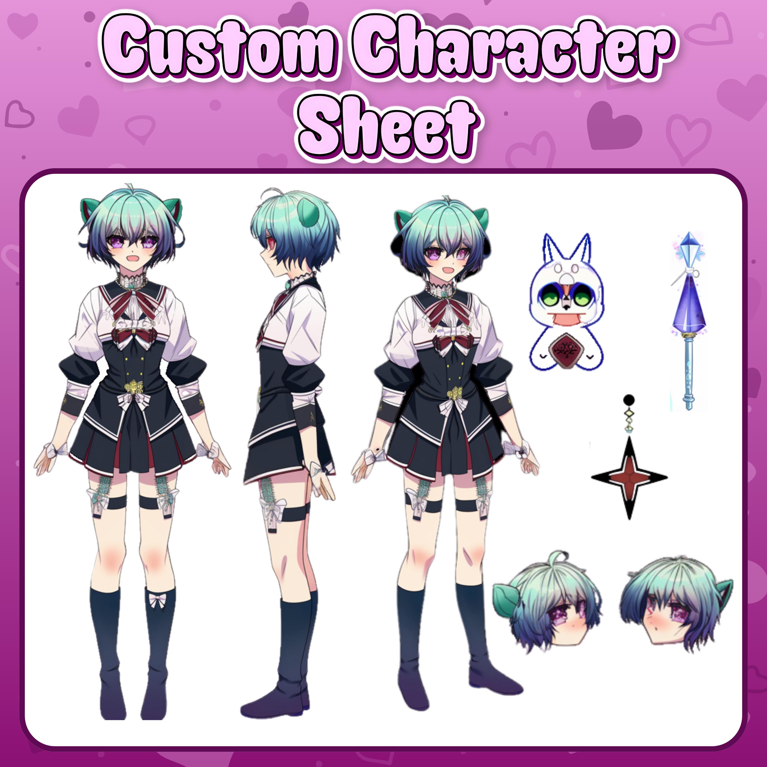 Custom Vtuber Character Reference Sheet: Hand-drawn OC Design - Etsy