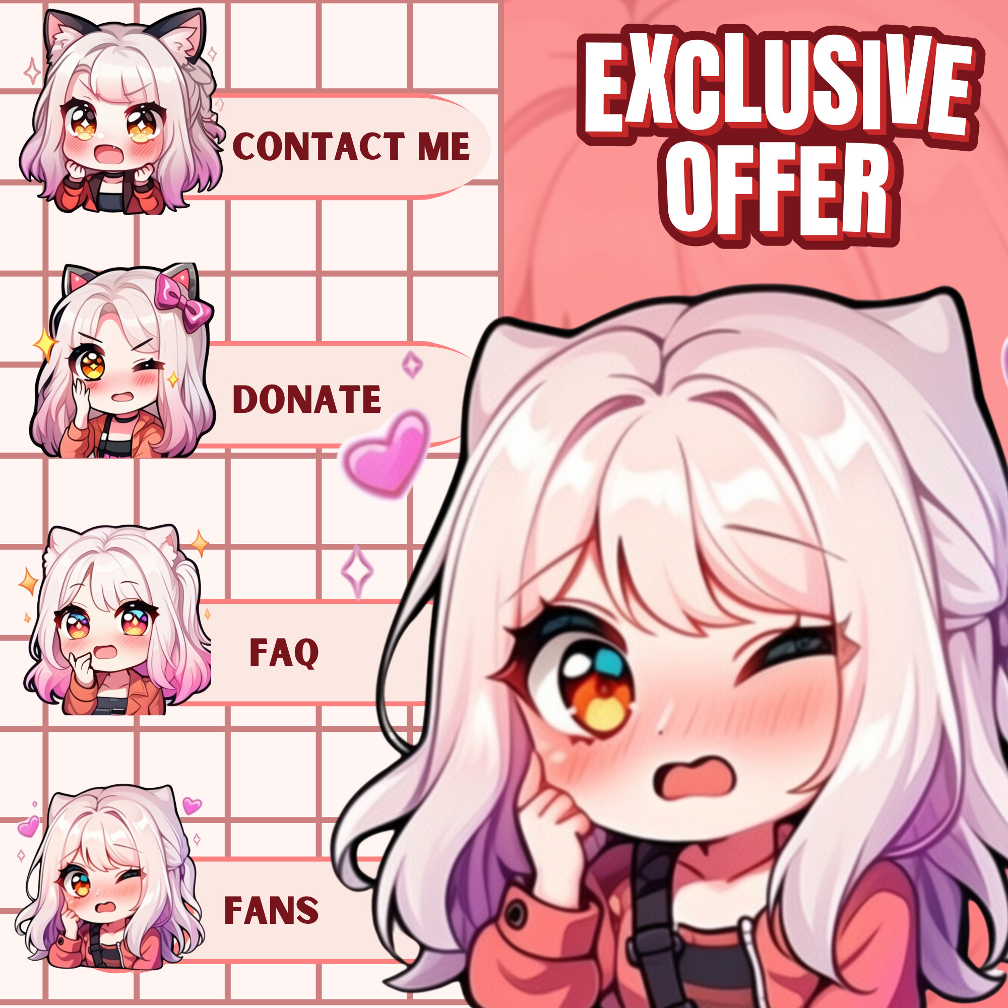 Custom Chibi Twitch Panels: Anime, Pet, Vtuber Stream Design - Etsy