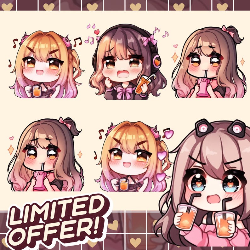 Custom Chibi Twitch Emotes: Animated Vtuber Sub Emotes - Etsy