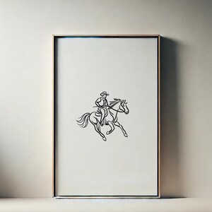Minimalist Cowboy Line Art Print Digital Download Western Horse Riding ...