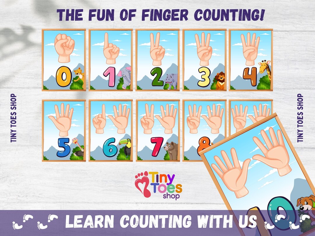 Counting Cards 0–10 With Cute Animals & Finger Gestures | Toddler Math ...