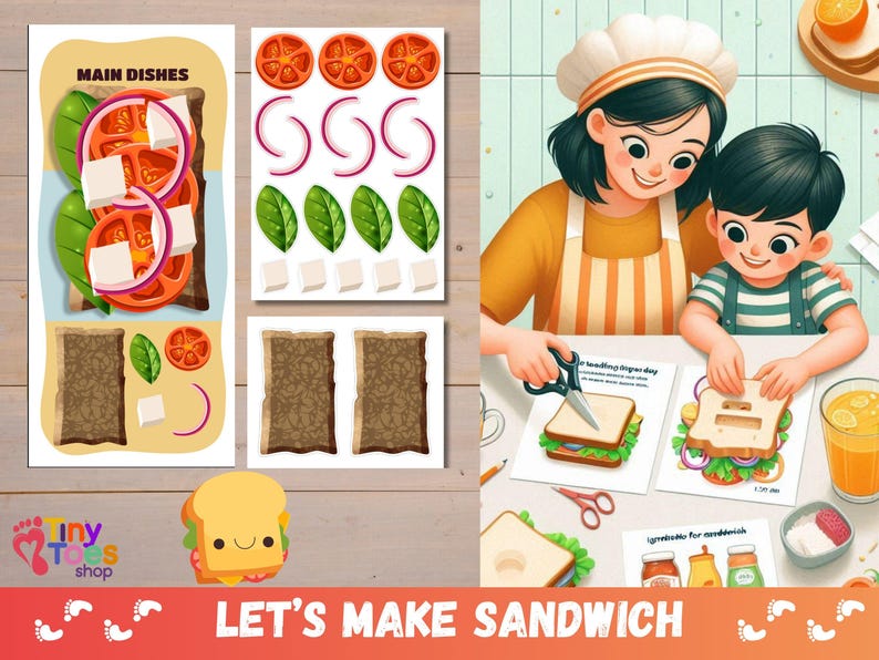Printable Sandwich Making Activity for Kids DIY Food Play for Preschool ...