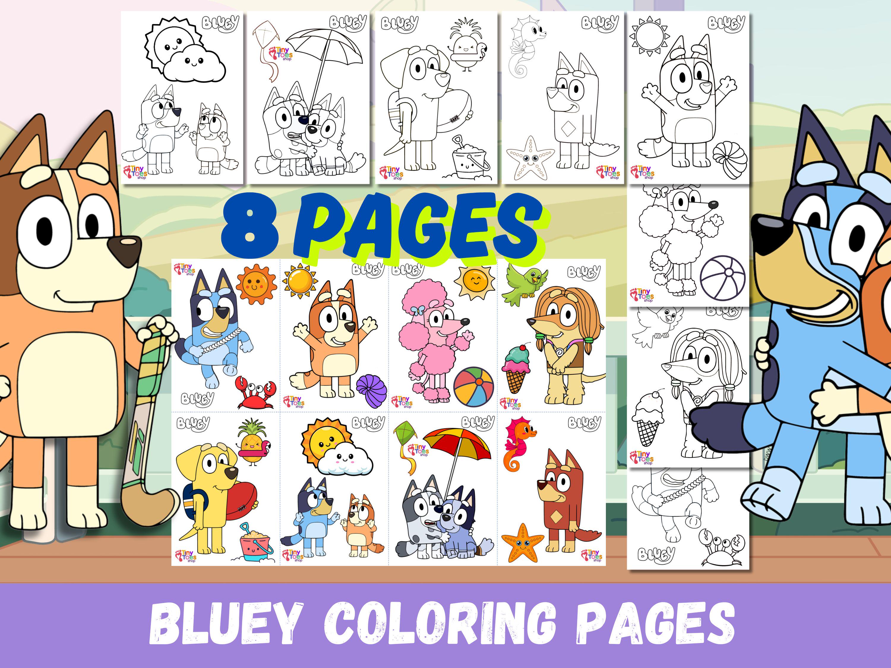Bluey Coloring Pages, Printable Sheets, Kids Party Fun, Instant ...