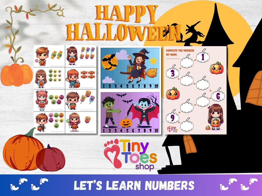 Kids Halloween Number Activities Candy Counting, Puzzles, & Pumpkin ...