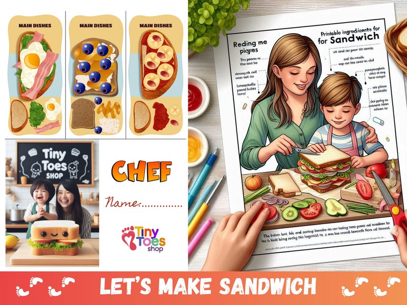 Printable Sandwich Making Activity for Kids DIY Food Play for Preschool ...