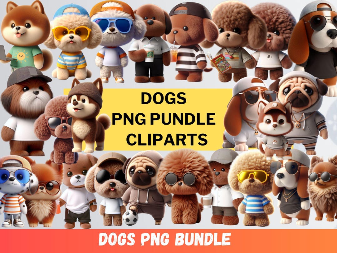 Puppy PNG Bundle Png and Stickers Cute Happy Kawaii Dog Stickers Bundle ...