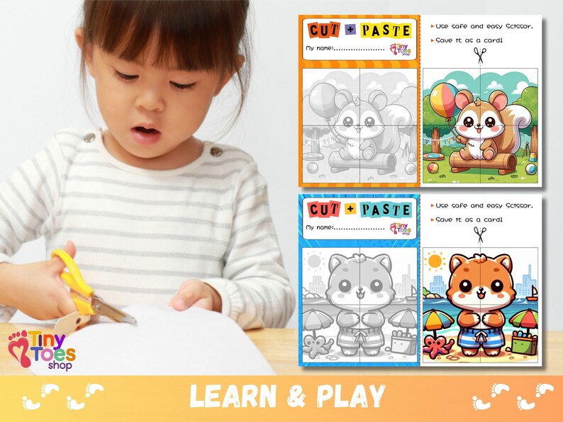 Printable Cut and Paste Activity Sheets Bundle for Kids-fun Cartoon ...