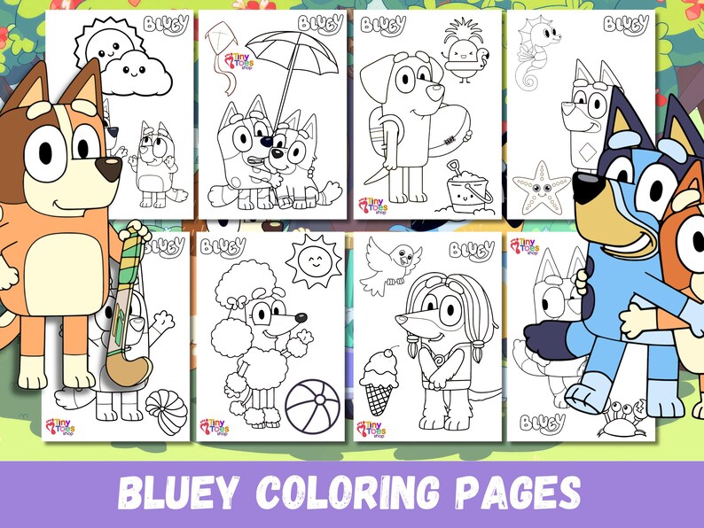 Bluey Coloring Pages, Printable Sheets, Kids Party Fun, Instant ...