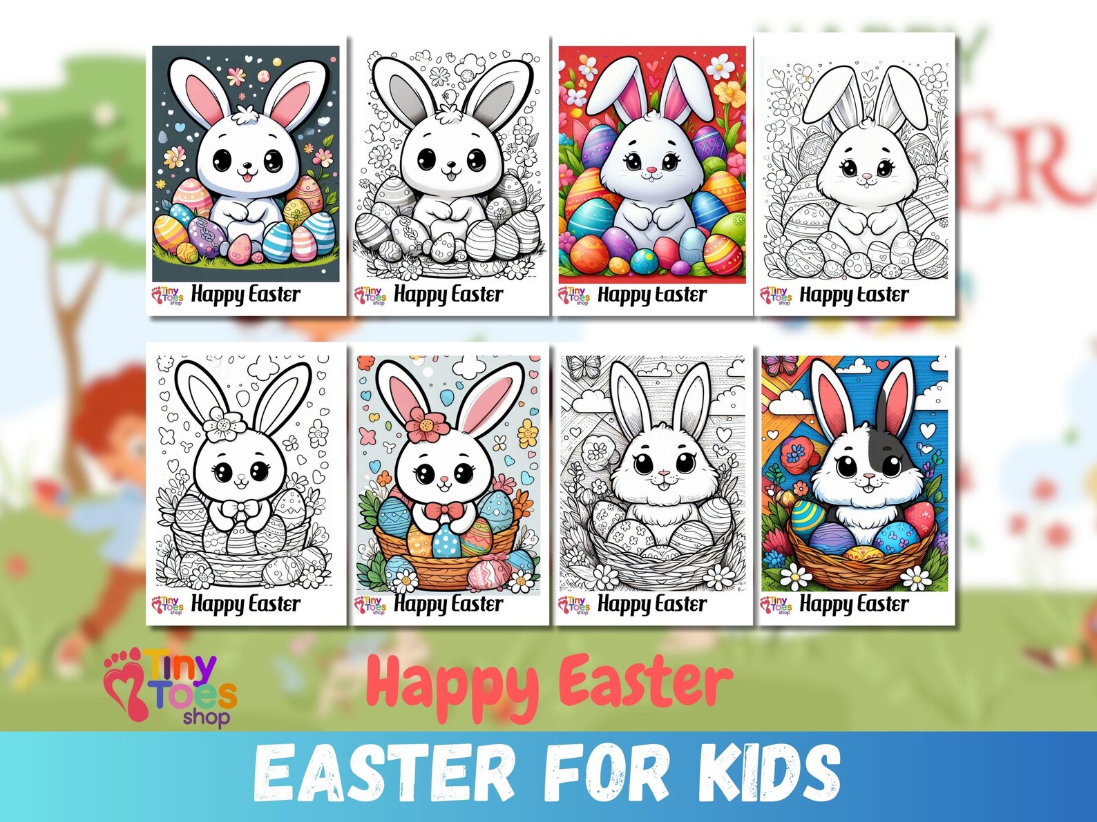 Easter Coloring Pages Bundle for Kids & Adults Instant Download PDF ...