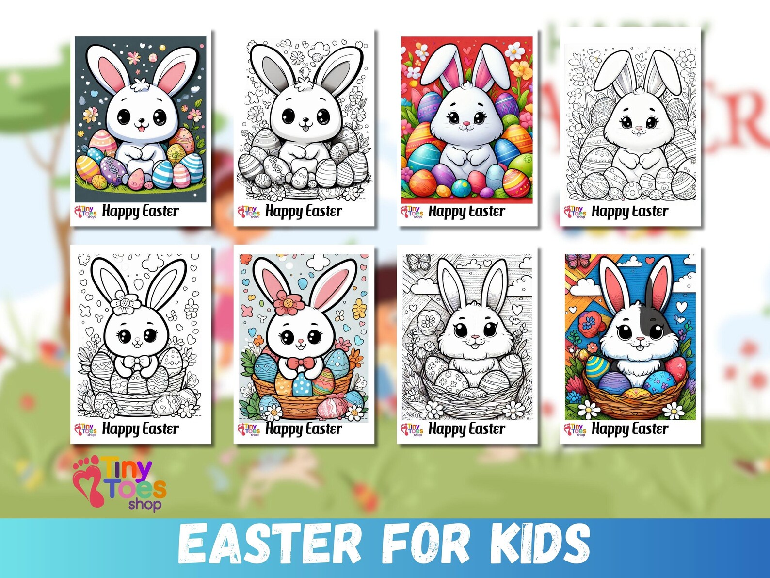 Easter Coloring Pages Bundle for Kids & Adults Instant Download PDF ...