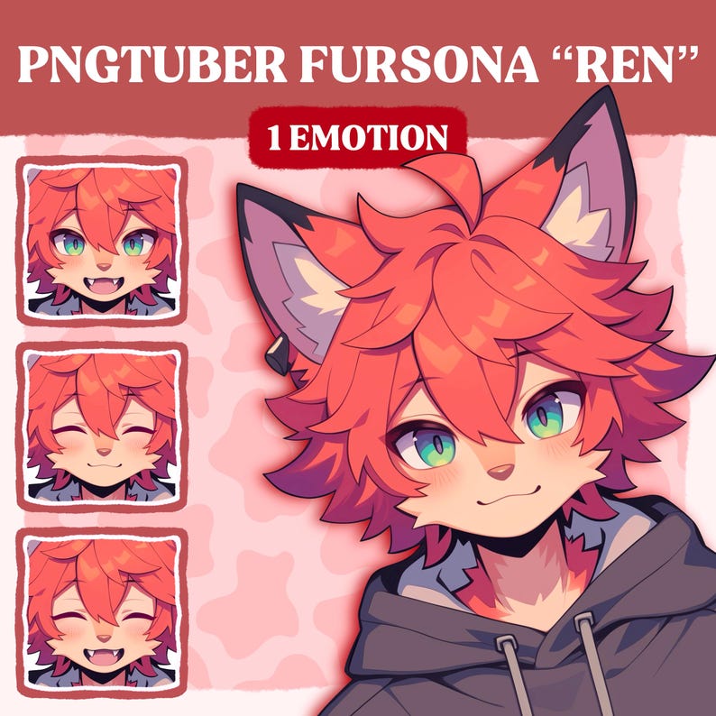 Cute Pngtuber Model | Male Fursona PNG Tuber Premade Model | Adoptable ...