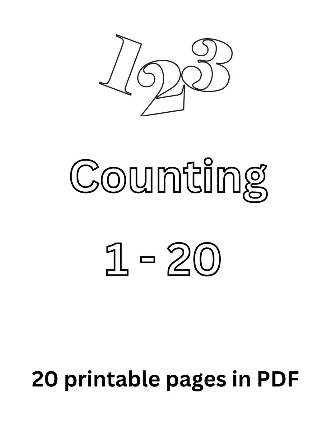 1-20 Number Coloring Pages, Prek Activity, Toddler Count and Color ...