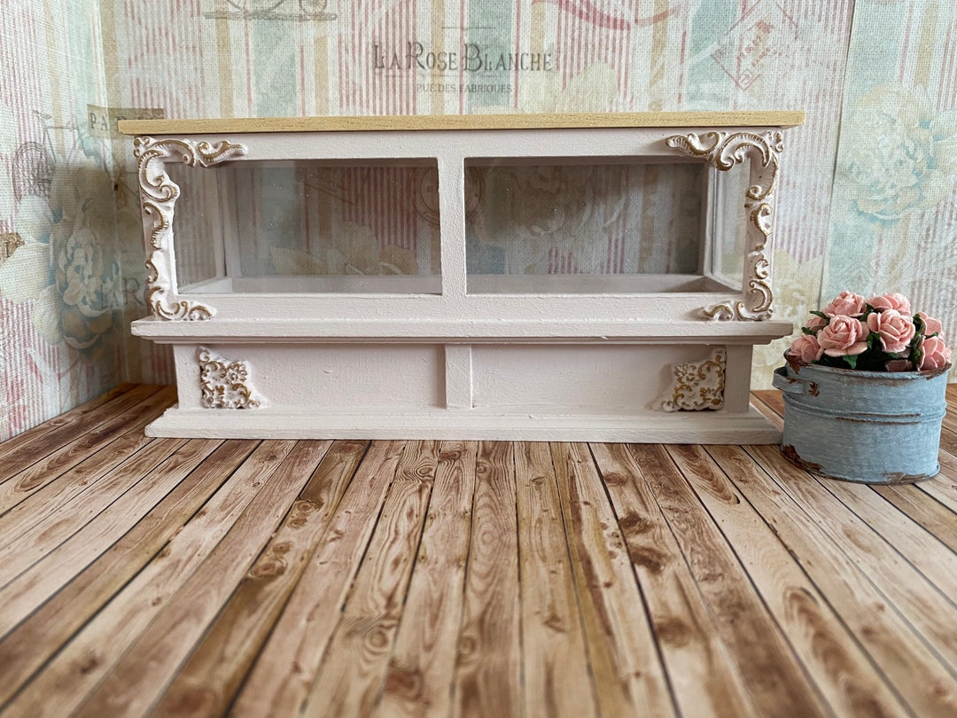 1:12th Miniature Dollhouse Shabby Ornate Shop Counter Display Case ...