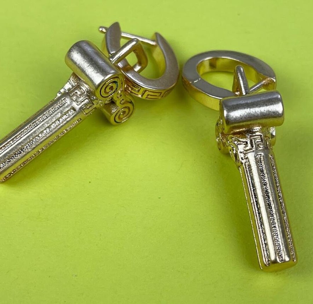 Vintage Versace Dangle Drop Gold Earrings - Etsy