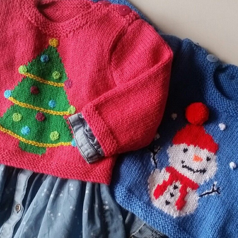 Christmas Sweaters with Snowman or Christmas Tree Motif Baby | Etsy