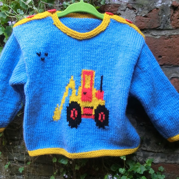 Digger Motif Baby Sweater - Etsy