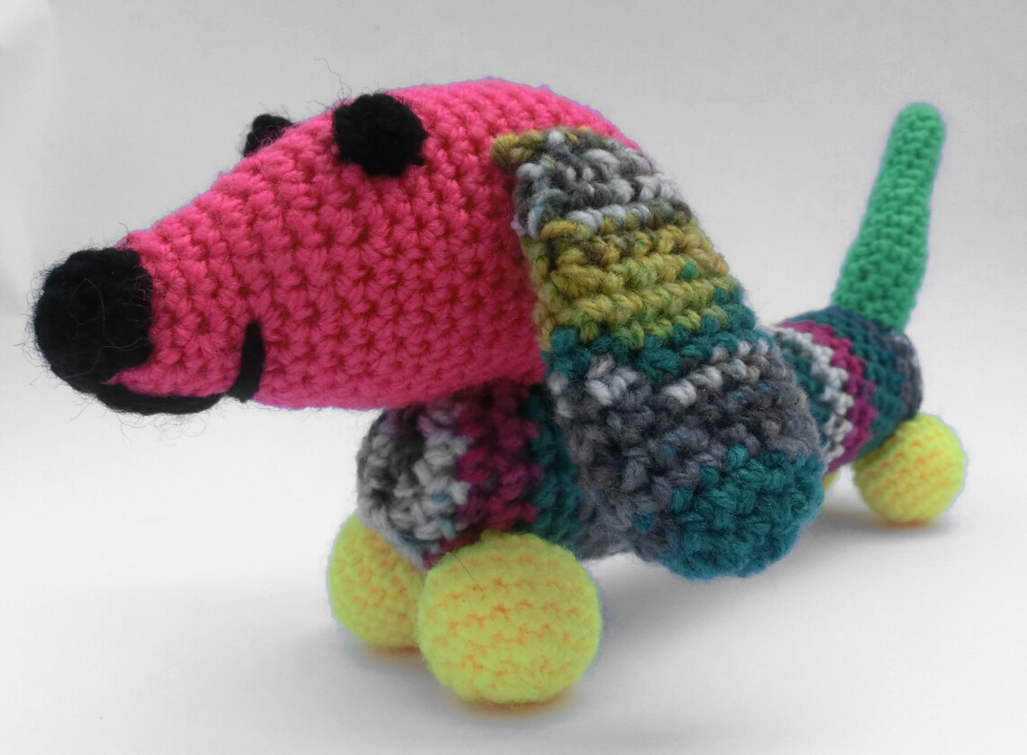 Colourful Dachshund Crochet Pattern Amigurumi Dachshund | Etsy