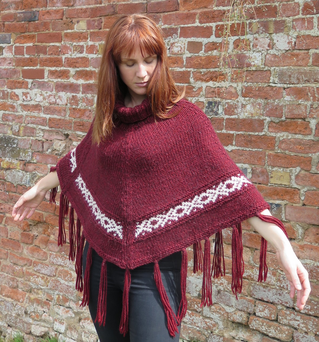 Womens Poncho Knitting Pattern - Instant Download Pattern PDF - Knitted ...