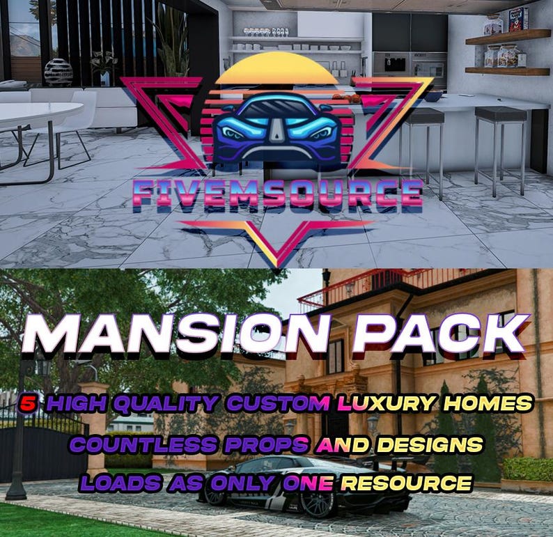 GTA V: 5 Mansion Pack | Fivem Ready | Interior Props | Animated Garages ...